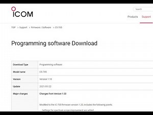 ICOM IC-705 -CPS software download and set up