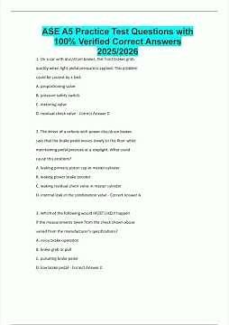 ASE A5 Practice Test Questions with 100 Verified Correct Answers 20252026766