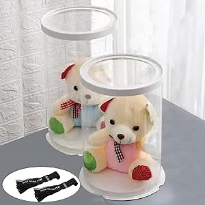 2 Pcs White round tall Transparent clear cake box -Bakery boxes for Tall Cake Box for cake with long toppers ,Pastries, Chocolates, Cookies, Pie, Birthday Party Containers, Wedding, Valentine's Day