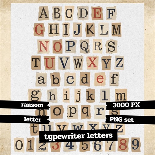 Typewriter Letters PNG Ransom Note Letters Scrapbook Alphabet Images Junk Journal Vintage Collage Typography - Etsy