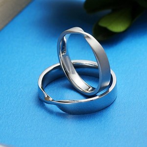 Mobius Ring, PT950 Platinum or 18K White Gold Rose Gold Ring, Matching Couple Band, Sandblast Finish, Unique Design - Etsy
