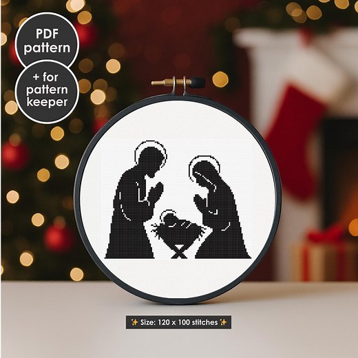 Nativity Cross Stitch Pattern: Holy Family Silhouette (PDF Download) - Etsy