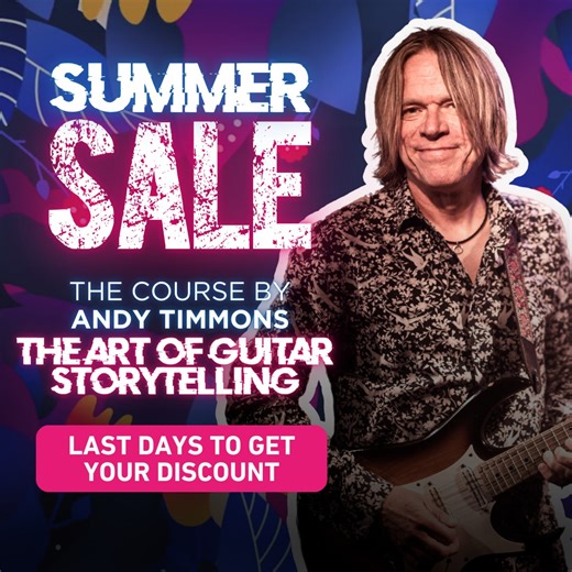 1.7K views · 1.8K reactions | Ready to finally take your electric guitar skills to the next level? https://bit.ly/AndyTimmonsGuitarCourse We’ve got something special for you! For Musicezer’s Summer Sale, we’re offering an exclusive discount on my course 'THE ART OF GUITAR STORYTELLING.'  But hurry—this offer is only available for a few more days!  | Andy Timmons Guitar | Facebook