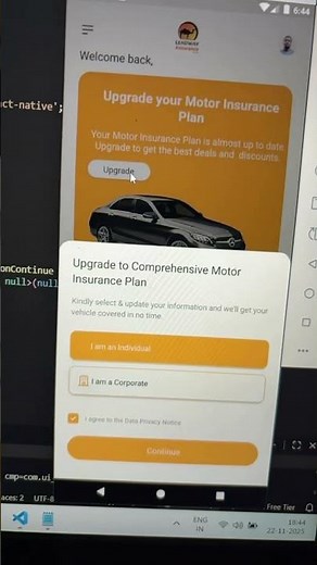 Building Ui for insurance App in react native #reactnative #code #english #codeprep #linearsearch