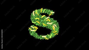 Botanical Alphabet Typography: Letter 'S' in Banana with leaves and Branches, This video offers a captivating blend of typography and nature.