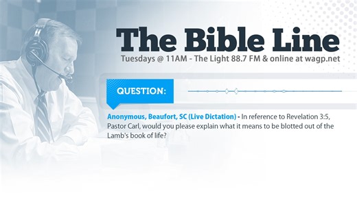 The Bible Line | Meaning of Blotted Our of the Lamb's Book of Life | Dr. Carl Broggi Question from The Bible Line: In reference to Revelation 3:5, Pastor Carl, would you please explain what it means to be blotted out of the Lamb's book of life? Listen to the entire broadcast at www.searchthescriptures.com. #cbcbft #SearchTheScriptures #thebibleline | Community Bible Church | Facebook