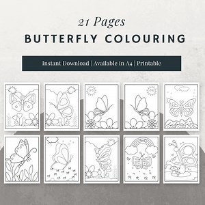 Butterfly Coloring Pages | Printable PDF | Adult & Kids Coloring Pages | 21 Intricate Butterfly Designs - Etsy