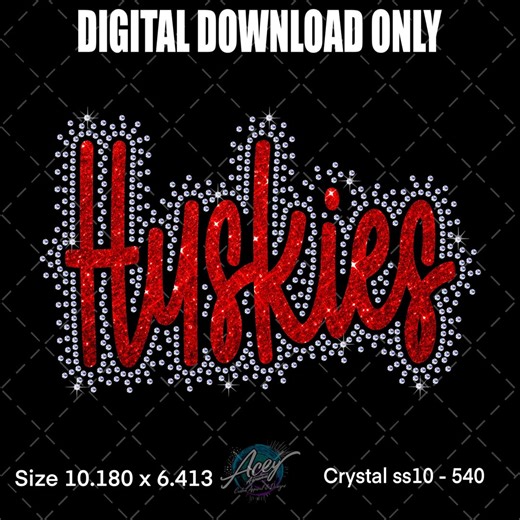 Huskies Rhinestone Scatter Template SVG SSV3 PNG | School Spirit Rhinestone Design | Digital Download - Etsy