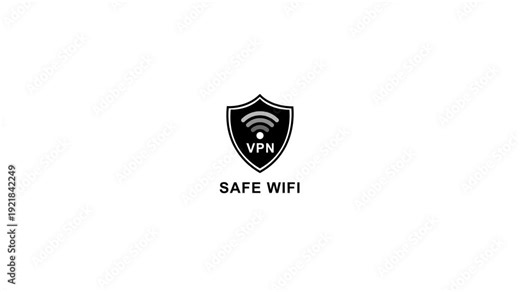 V P N safe wifi shield with wifi signal and text shield wifi signal cybersecurity internet security
