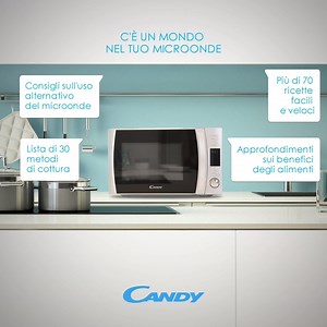 Con Candy COOK IN APP puoi scoprire un mondo di infinite possibilità di cottura nel tuo forno a microonde. Offre oltre 70 ricette veloci e molti consigli e trucchi sull'uso alternativo di questo elettrodomestico! #SimplifyYourDay | Candy
