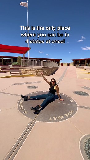 Have you been to Four Corners Monument? 🚗🌵 This is the only place in the U.S. where you can be in 4 states at once! (AZ, NM, UT, CO) #arizona #arizonacheck #fyp #hiddengem #thingstodo #fourcorners #utah #colorado #newmexico #roadtrip #foryou