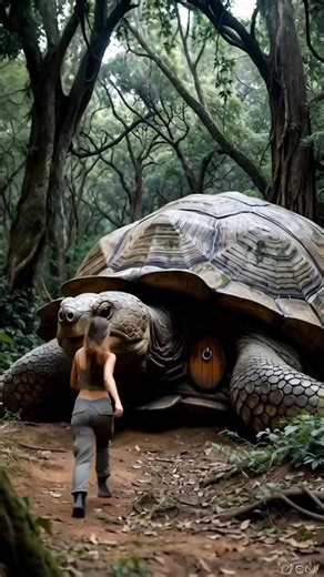 She Escaped a Bear Using a Giant Turtle Shell House..
