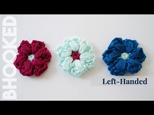 {Left-Handed} How to Crochet Puff Stitch Flowers