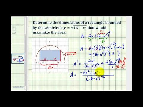 Ex 3: Max / Min Application Problem - Rectangle in a Semicircle