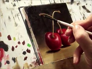 Cherries Oil painting by Jane Palmer