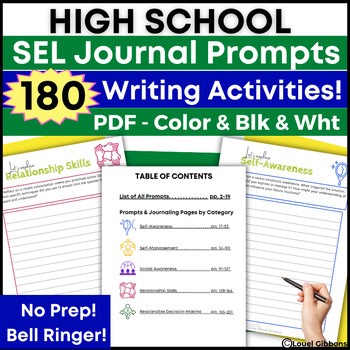 Social Emotional Learning Activities SEL Writing Prompts Worksheets High School