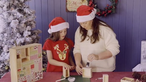 DIY Wooden Advent Calendar Apothecary Cabinet Craft Storage organiser with Drawers for Decorating or Natural Wood. Handles Detached. Comes in Gift Box