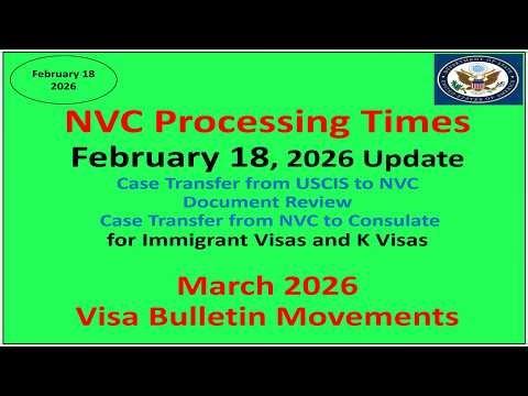 NVC Processing Times As of February 18, 2026 | February 2026 Visa Bulletin Movements