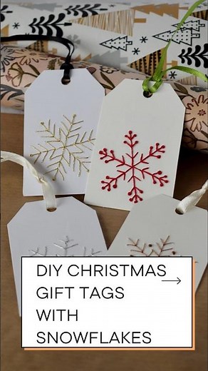 How to Embroider Snowflakes on Paper | Easy DIY Christmas Tags ✨ #diychristmas