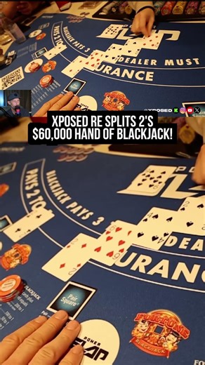 Xposed Splitting 2's Then Re Splits For A $60,000 Hand Of High Limit Blackjack #reaction
