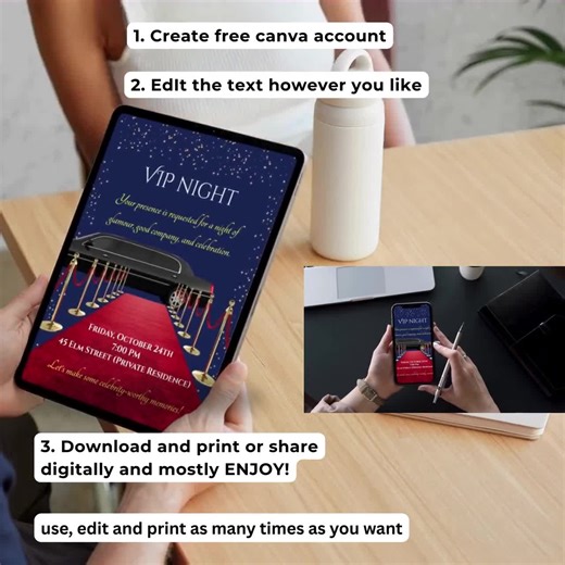 Luxury VIP Party Invitation Template, Editable Canva Template for Gala & Awards Night, Modern Elegant Event Invite, Digital Download - Etsy