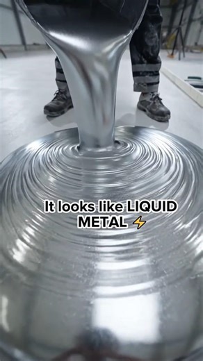 This Floor Looks Like LIQUID METAL 🤖⚡#metallicfloor #epoxyfloor #shorts