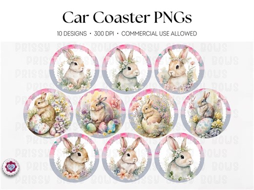 Easter Bunny Pngs, Spring Clip Art, Pink Car Coaster Sublimation Designs for Ornaments, Buttons, & Magnet, 300 DPI Supply, 0170 - Etsy