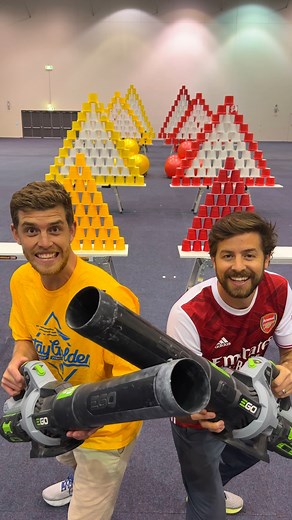 Bucket Tower Demolition Racing Is Hectic! #buckettower #demolition #race #racing #tower #fun #lol #friends #competition | How Ridiculous