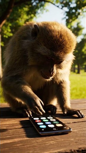 Realistic Monkey Using a Smartphone in the Park 4K Wildlife Moment #Monkey #RealFootage #ViralVideo