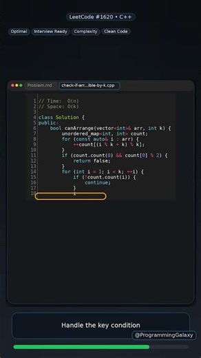 Check If Array Pairs Are Divisible by k in C++ | Fast LeetCode Solution #shorts