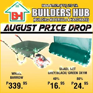 427K views · 668 reactions |  August Price Drop Alert: Massive Savings on Wheelbarrows, Shade Nets & Artificial Grass!   Visit Us in Any of Our Branches in Gaborone, Francistown, Thamaga, Moshupa, Molepolole & Lobatse WHATSAPP FOR QUOTATIONS : https://wa.me/message/HZGMCC2GEHKQG1 | Builders HUB | Facebook