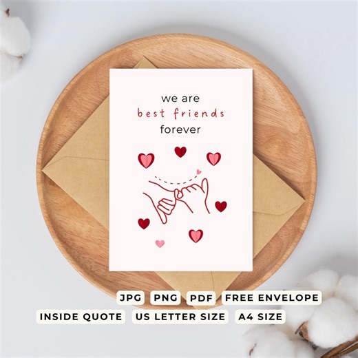Printable Friendship Card, Minimalist Best Friend Quote, Folded Digital Greetings With FREE Envelope, Gift for Friends, Instant Download - Etsy