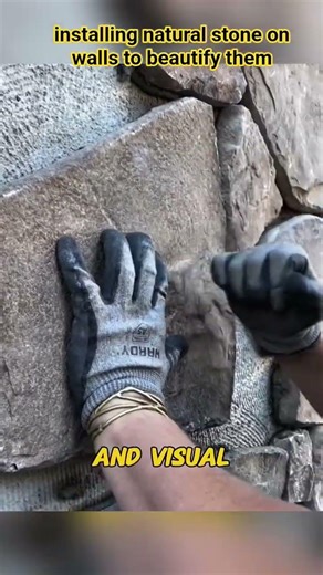 installing natural stone on walls to beautify them #shorts #construction