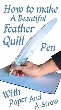 How to make A Beautiful Feather Quill Pen -with paper and a straw #diy #featherquill #artsandcrafts