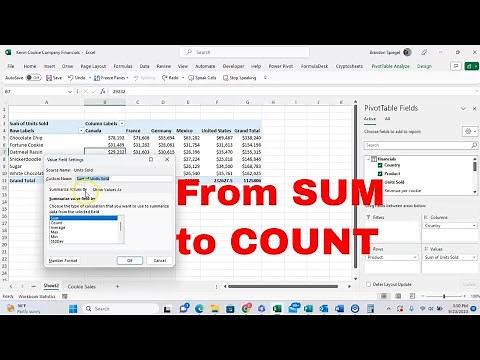Change Calculation to Count of Items in Pivot Table. Change from Sum to Count. #howto #msexcel
