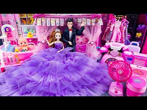 20 Minutes Satisfying Unboxing Barbie Family Playset, Royal Wedding Barbie Princess Bedroom Review