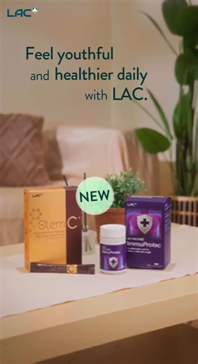 Meet the newest additions to the LAC family 💊✨​ We’ve launched two formulas designed to keep you youthful and healthier!​ 🛡 LAC Activated ImmuProtec – Formulated to keep your immune system strong to help you defend and support faster recovery.​ ​ 🌱 LAC StemC – A renewal powerhouse that supports vitality, energy, and cellular wellness from within.​ Whether you’re chasing goals, balancing a busy lifestyle, or simply looking to feel your best every day—our newest products are here to support YOU