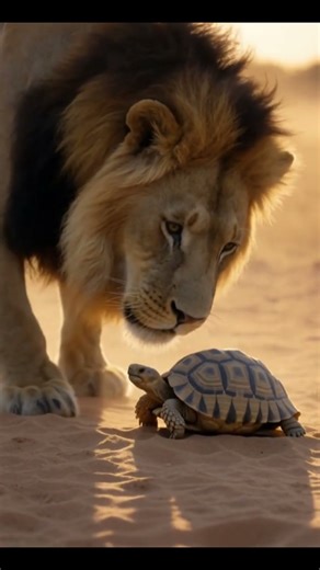 Lion Gently Taps a Tiny Turtle | Unbelievable Wildlife Moment in 8K!
