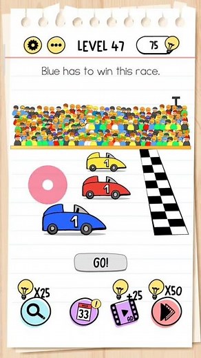 Blue has to win this race Brain Test Level 47
