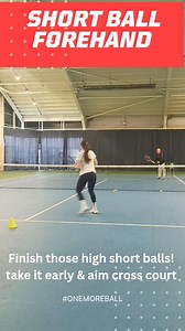 If you hit heavy groundstrokes you will get some short replies. Step up, take the ball early and finish the point. Initially aim cross court, and when you improve add the down the line shots. #tenniscoaching #tennisplayer #tennistechnique #tenis #tennis #onemoreball | Tennis