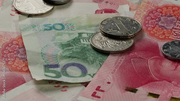 Detailed close up of 100 Yuan, the Chinese currency. 100 Renminbi the highest denomination of china's money. Footage of chinese banknotes. Counting money, finance