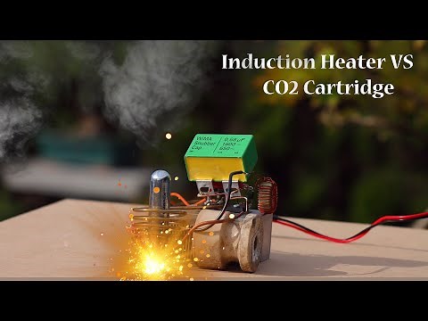 CO2 Patrone im Induktionsheizer - starke Explosion