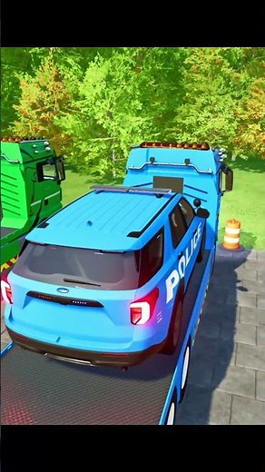 TRANSPORTING AND PARKING POLICE CARS, AUDI, JEEP, DACIA, FORD, COLORFUL VEHICLES ON MAN TRUCKS. FS22