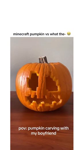 Broken Thumbstick 🕹️ on Instagram: "dawg what is the second one 💀💀 via: tt/isovana a hilarious halloween clip shows a “pumpkin competition” between two entries sitting side by side — one is a perfectly carved minecraft pumpkin, all square eyes and pixel-perfect geometry, looking smug and symmetrical. beside it sits the derpy pumpkin, with crooked eyes, a goofy grin, and a tongue hanging out made of a slice of melon. it’s dripping charm (and maybe some pumpkin juice). the camera pans dramatica