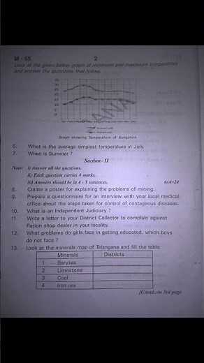 8th Class SOCIAL SA-2 2021-22 Question paper | RBSB Student | TS