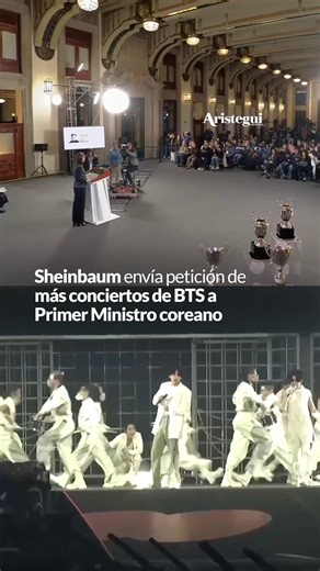 La presidenta de México, Claudia Sheinbaum, anunció durante su conferencia matutina que envió una carta formal al primer ministro de Corea del Sur para solicitar una ampliación de las fechas de la agrupación BTS en territorio nacional. La mandataria señaló que, ante la demanda de un millón de jóvenes para solo 150,000 boletos disponibles, es necesario buscar alternativas para garantizar el acceso de las y los seguidores. https://ow.ly/Tzvo50Y3Tg7 | Aristegui Noticias