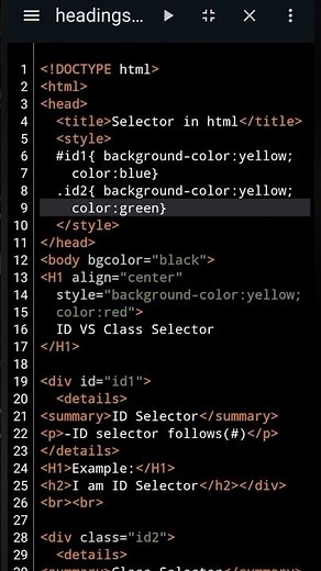 ID Selector VS Class Selector In Html And CSS #selector #htmlandcss #html #htmltutorial #attributes