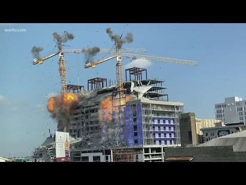 Crane implosion at Hard Rock Hotel collapse in New Orleans