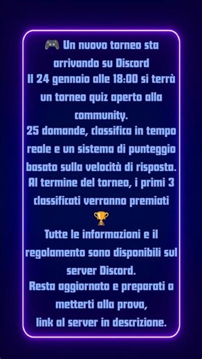 🎮 Partecipa al torneo quiz! | Join the Quiz Tournament! 🏆 #gaming #quiz #gamingcommunity