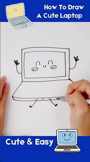 How to Draw a Cute Laptop Computer ! Simple Drawing Tutorial 💻 #howtodraw #laptop #drawing #tutorial